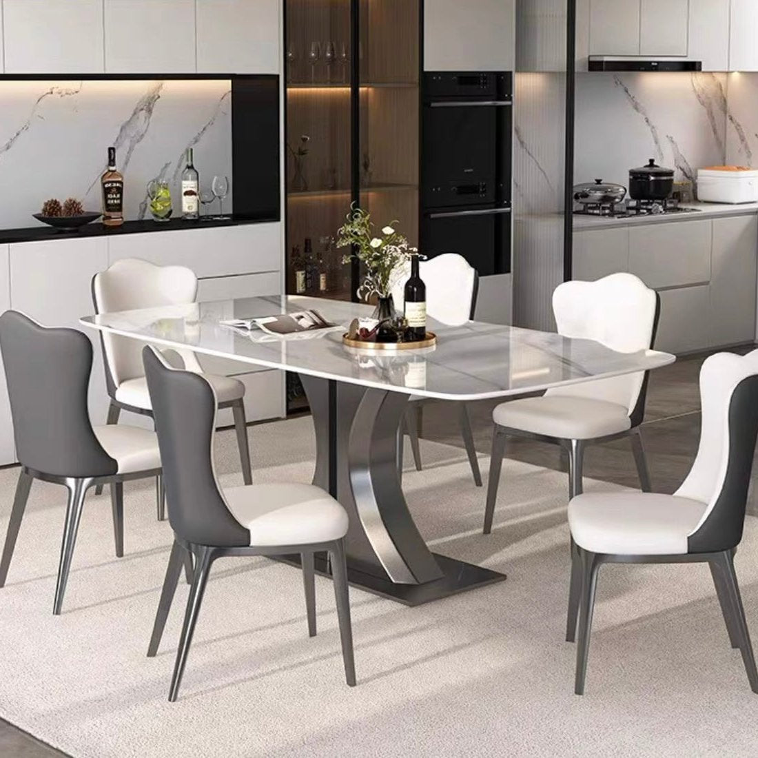 Waveline Sintered Stone Hourglass Dining Table – Corki Furniture